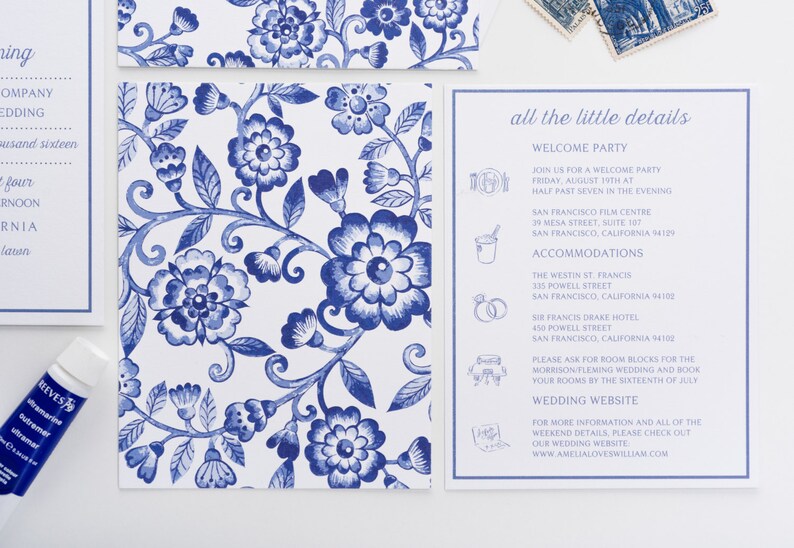 Blue Floral Wedding Invitations - Watercolor Blue Invitations - China ...