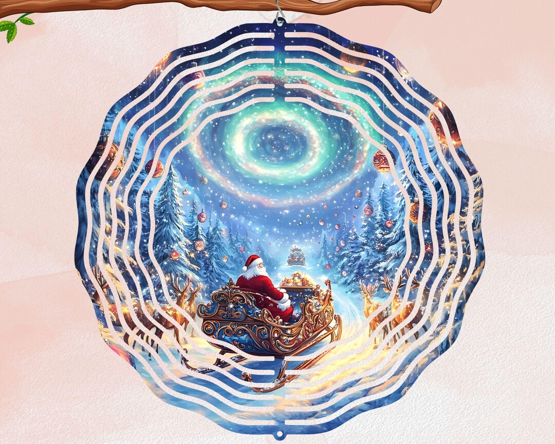 Santa Claus Wind Spinner PNG, Santa's Sleigh Wind Spinner, Christmas ...