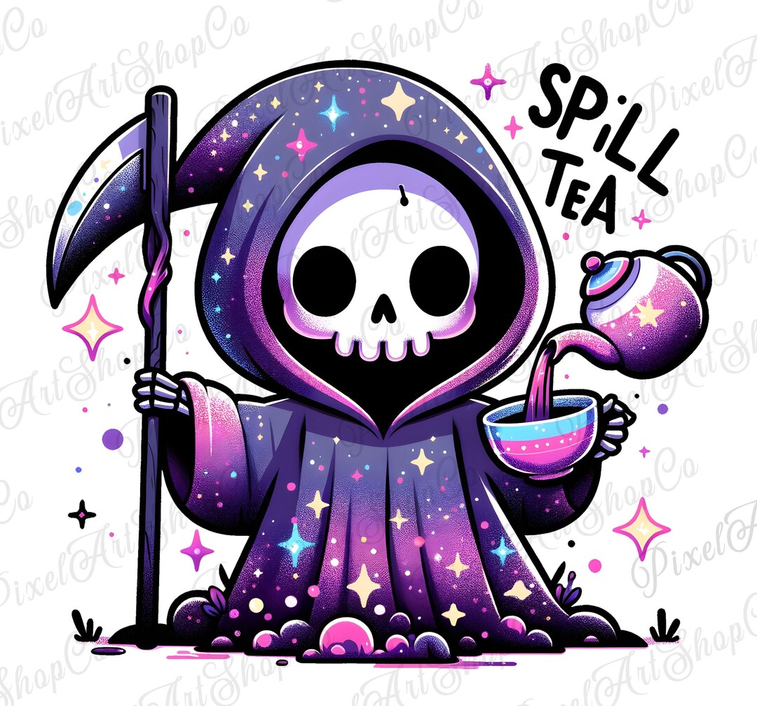 Spill the Tea PNG, Snarky Skeleton Clipart, Funny Skeleton PNG, Tea ...