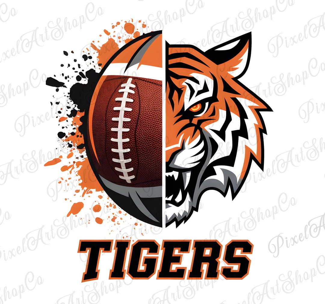 Tigers Football PNG, Tigers School Spirit Sublimation PNG, Tiger Mascot ...