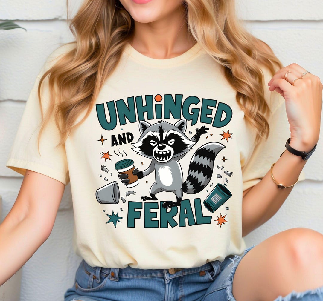 Unhinged and Feral Png, Summer Raccoon Png, Funny Raccoon Png, Vintage ...