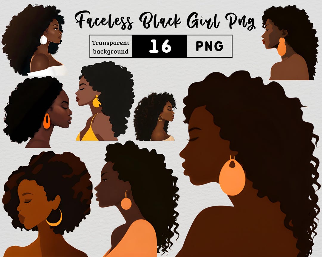 Faceless Black Girl PNG I Black Woman I Black Girl Clipart I Weekend ...
