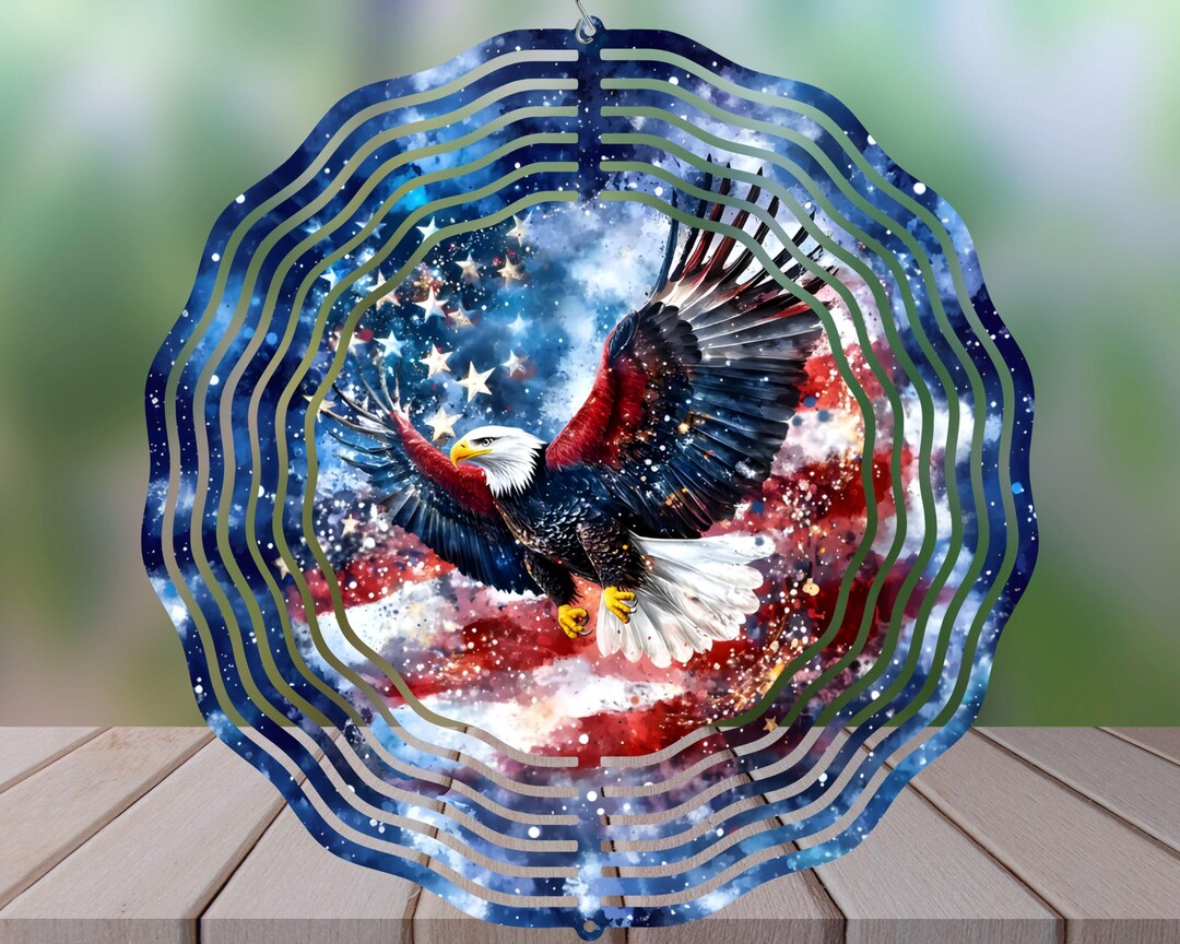 American Eagle Flag Wind Spinner PNG, Patriotic USA Wind Spinner, Bald ...