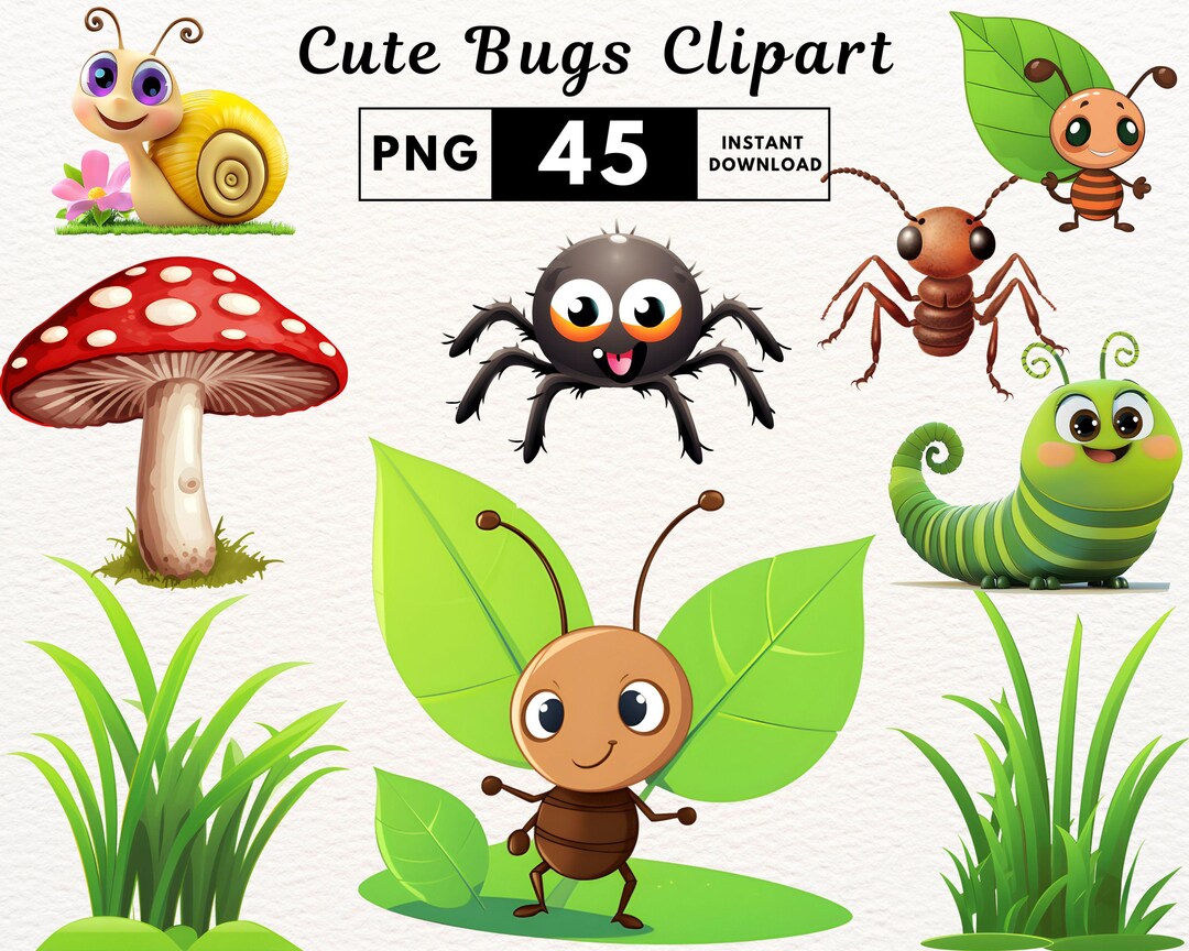 Cute Bugs Clipart - Watercolor Insects Clipart, Spring Bug Insect PNG ...