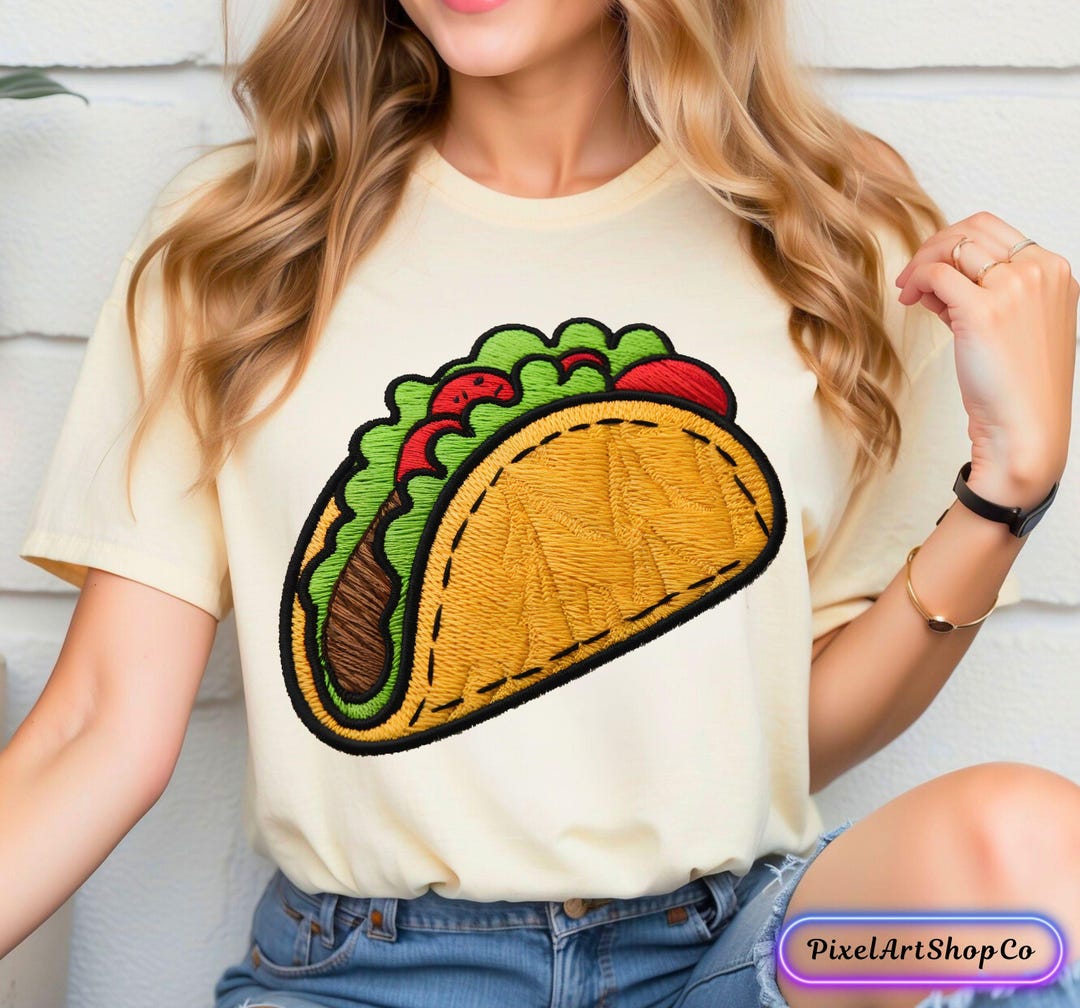 Taco Machine Embroidery Design, Taco Applique Embroidery, Mexican Taco ...