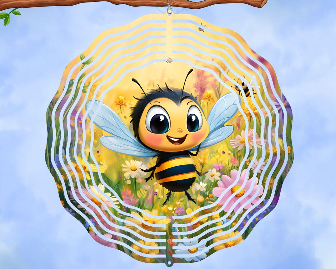 Bee Wind Spinner PNG, Bumble Bee Wind Spinner Sublimation, Floral Wind ...