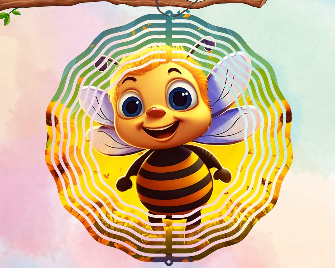 Bee Wind Spinner, Colorful Bee Garden Decor Wind Spinner, Flower Bee ...