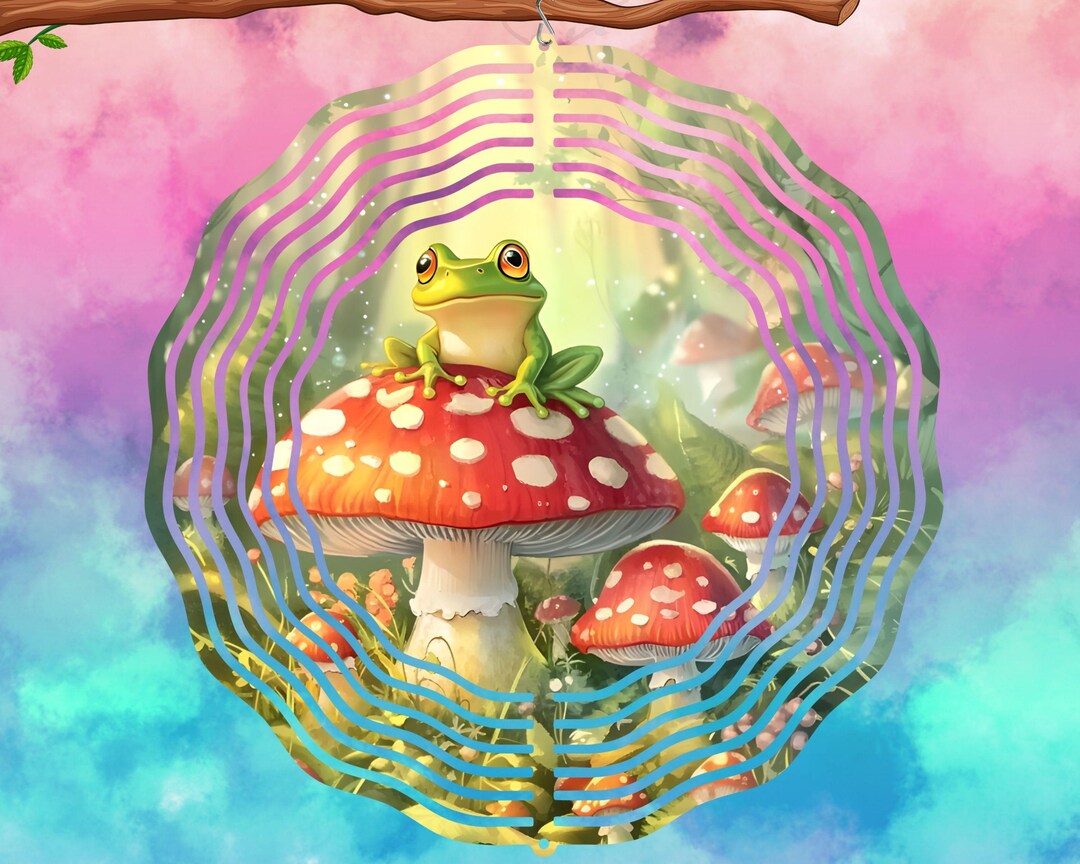 Frog Wind Spinner Sublimation Design, Cute Frog Round PNG for Garden ...