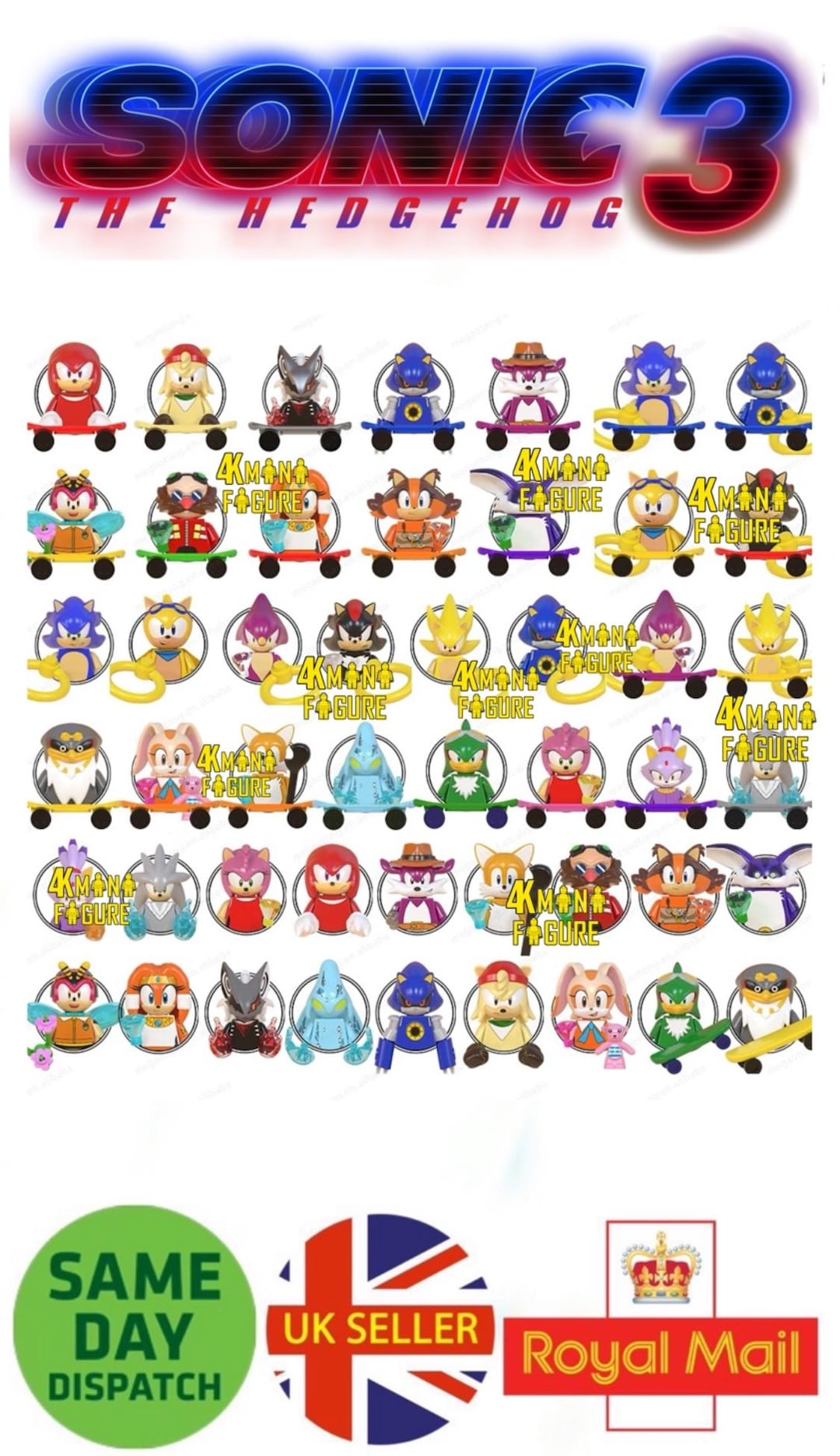 Sonic Mini Figures New Wave 1 Hedgehog Shadow Movie 3 Knuckles Tails ...