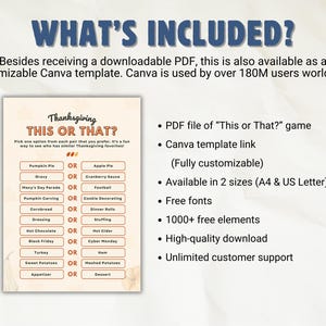 Thanksgiving Games Printable This or That Friendsgiving Party Canva ...