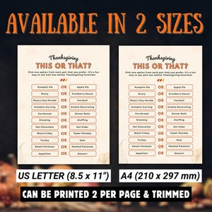 Thanksgiving Games Printable This or That Friendsgiving Party Canva ...