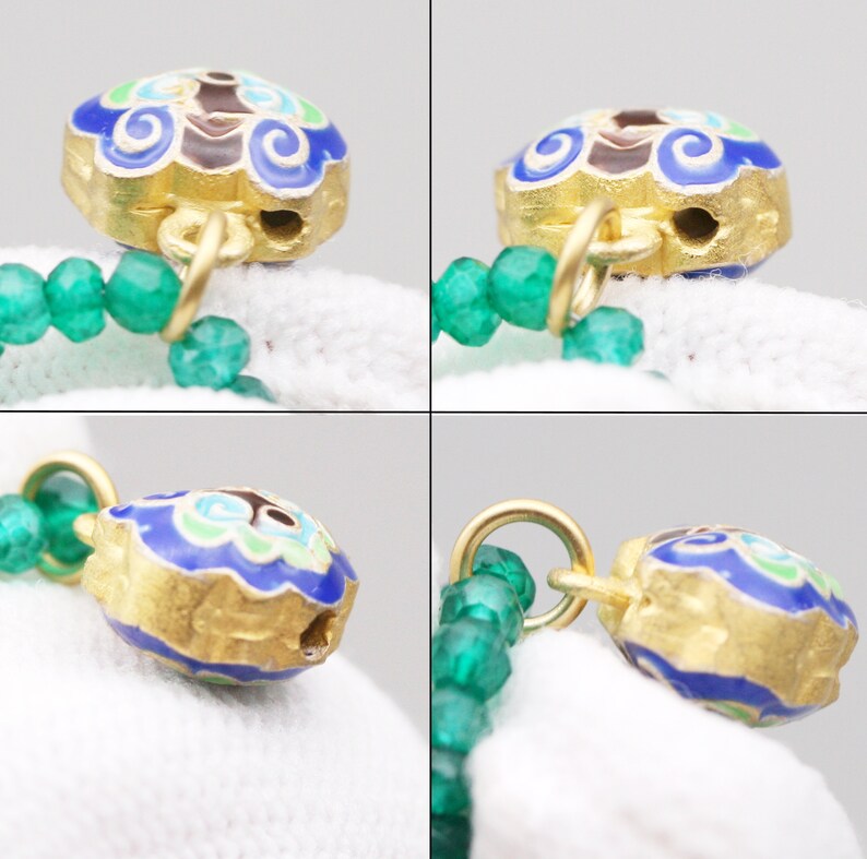 Longevity Lock oriental necklace green onyx and cloisonne | Etsy