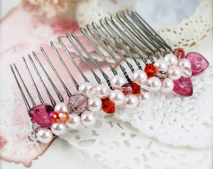 Cherry Pearl Hair Comb HC - Etsy
