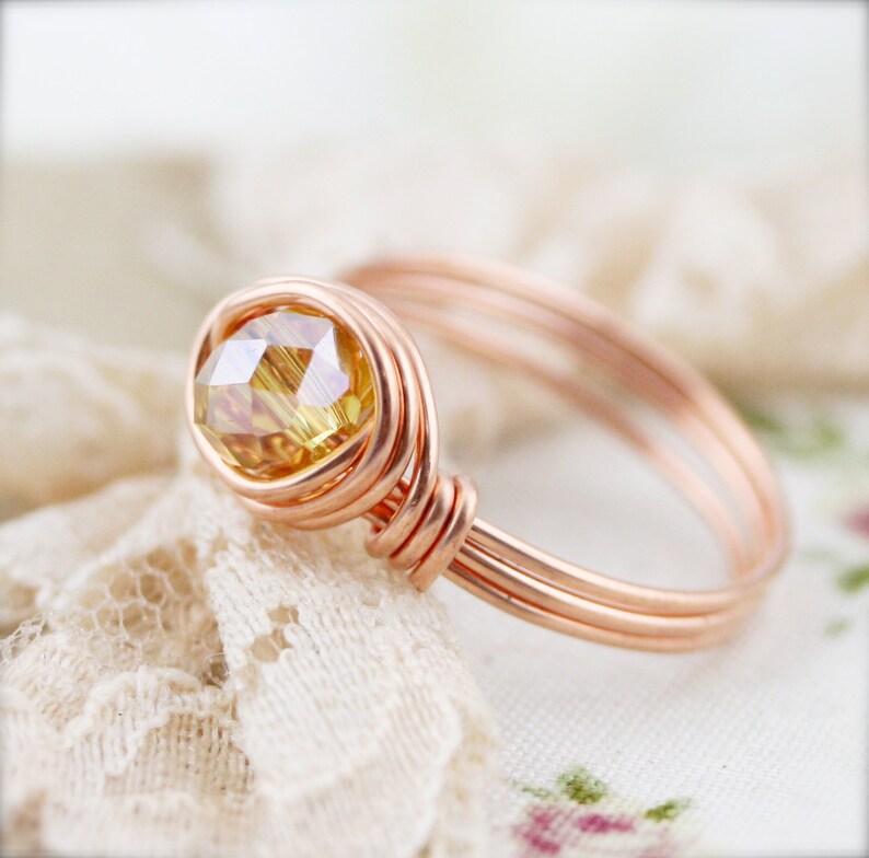 November Birthstone Color BSR Wire Wrapped Ring Glass | Etsy