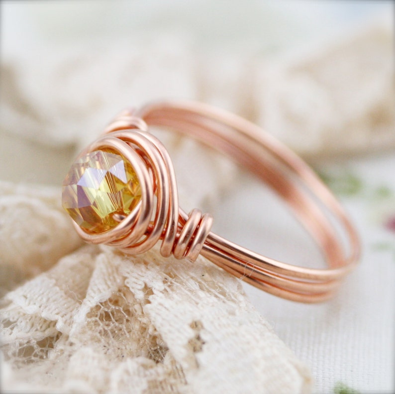 November Birthstone Color BSR Wire Wrapped Ring Glass - Etsy