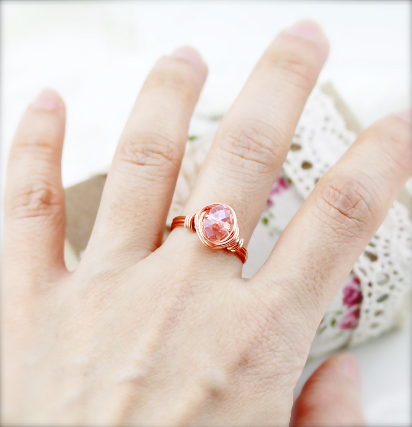 October Birthstone Color BSR Wire Wrapped Ring Glass - Etsy