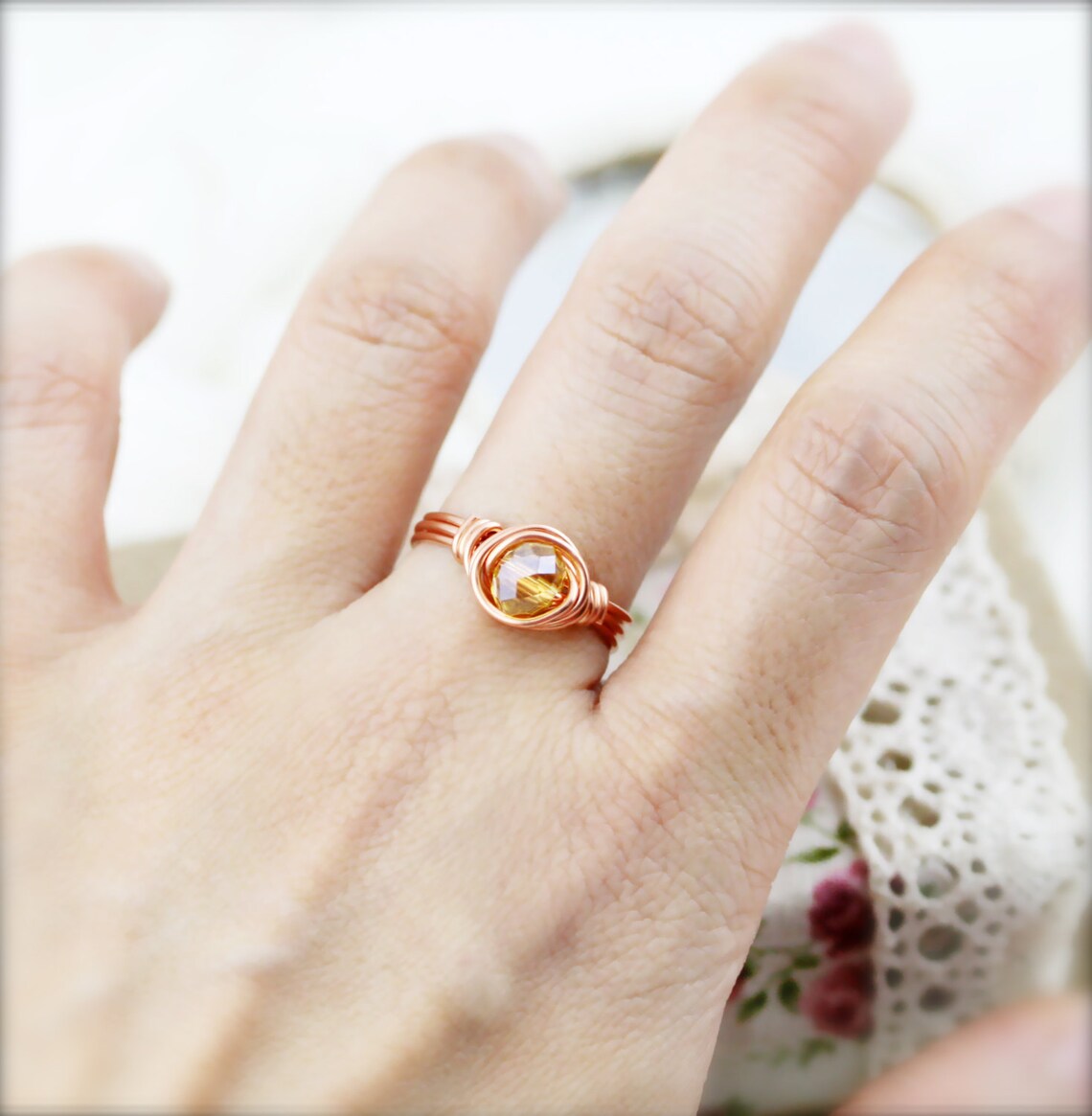 November Birthstone Color BSR Wire Wrapped Ring Glass - Etsy