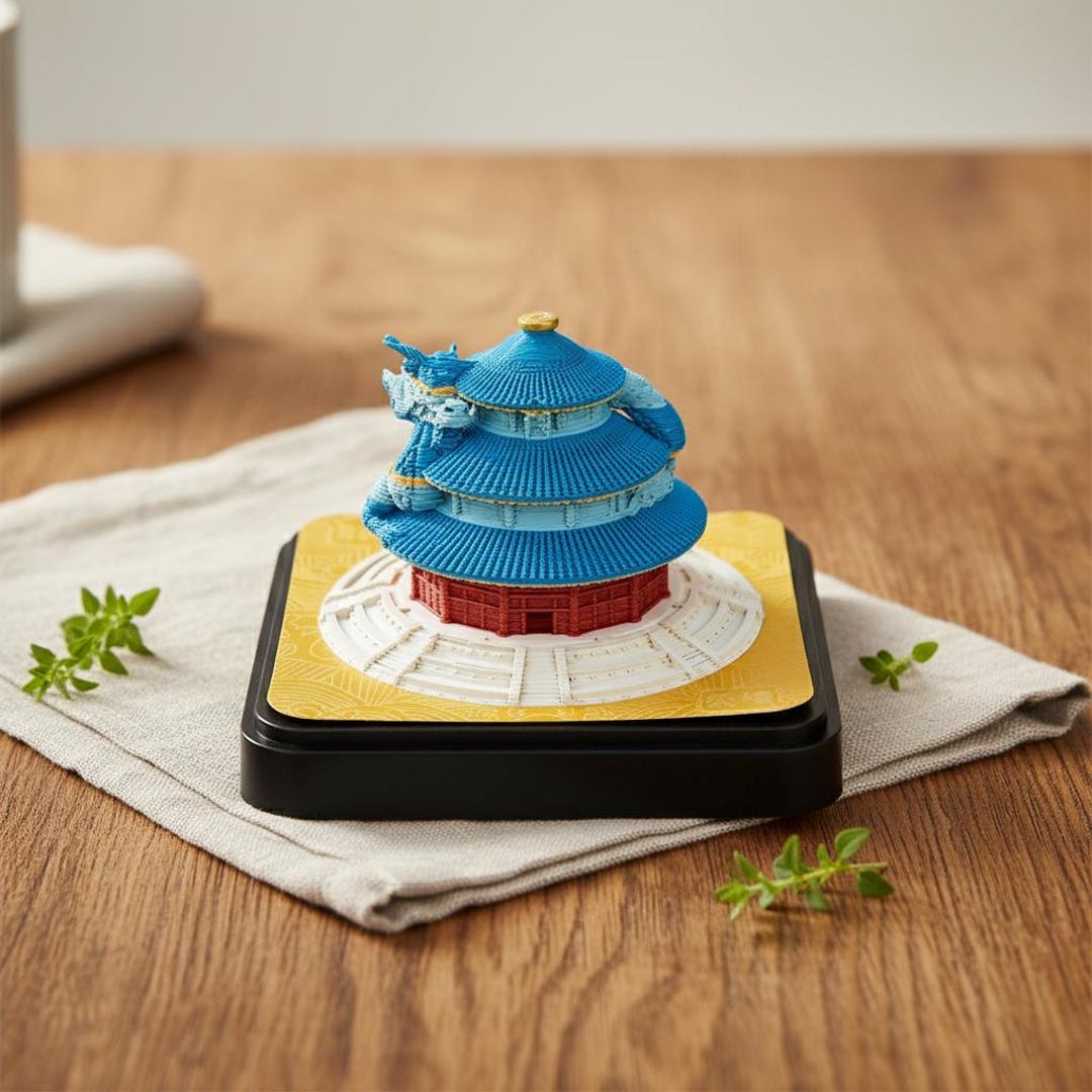 3D Paper Temple With Dragon Desk Ornament - Etsy