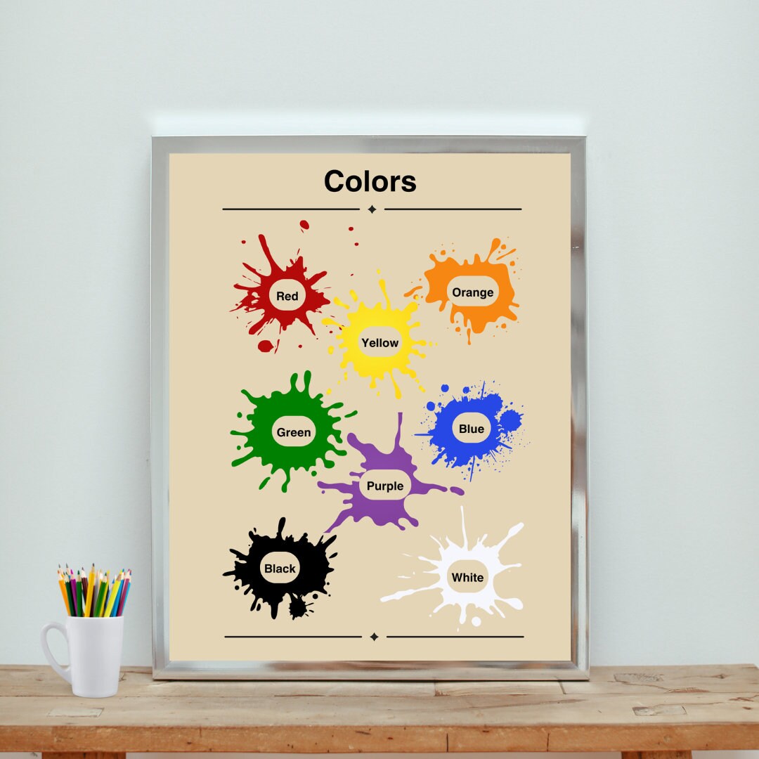 Colors Educational Poster Printable Classroom Decor Colorful Wall Art ...