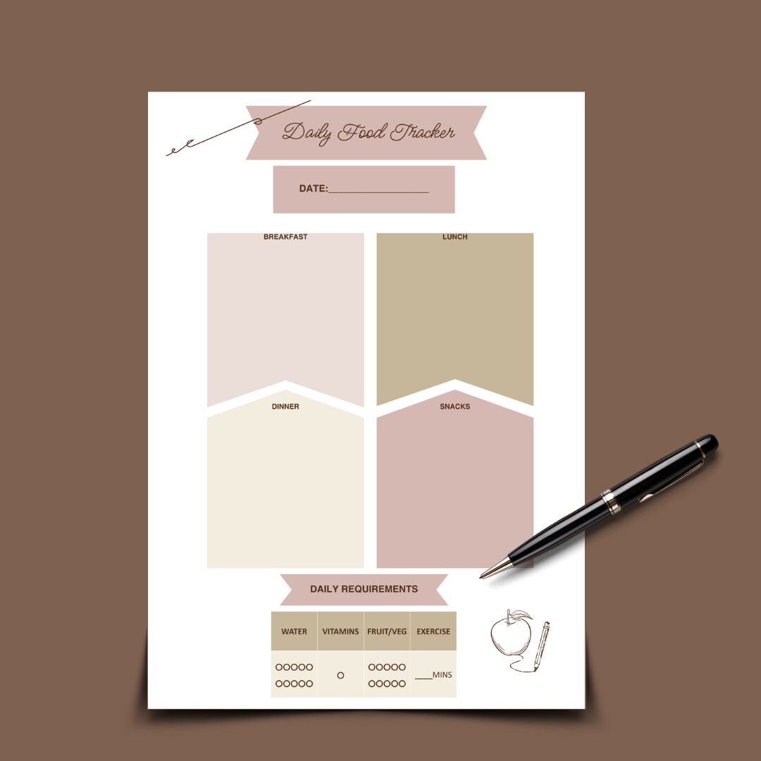 Daily Food Tracker Printable Food Planning Meal Tracker Diet Journal ...