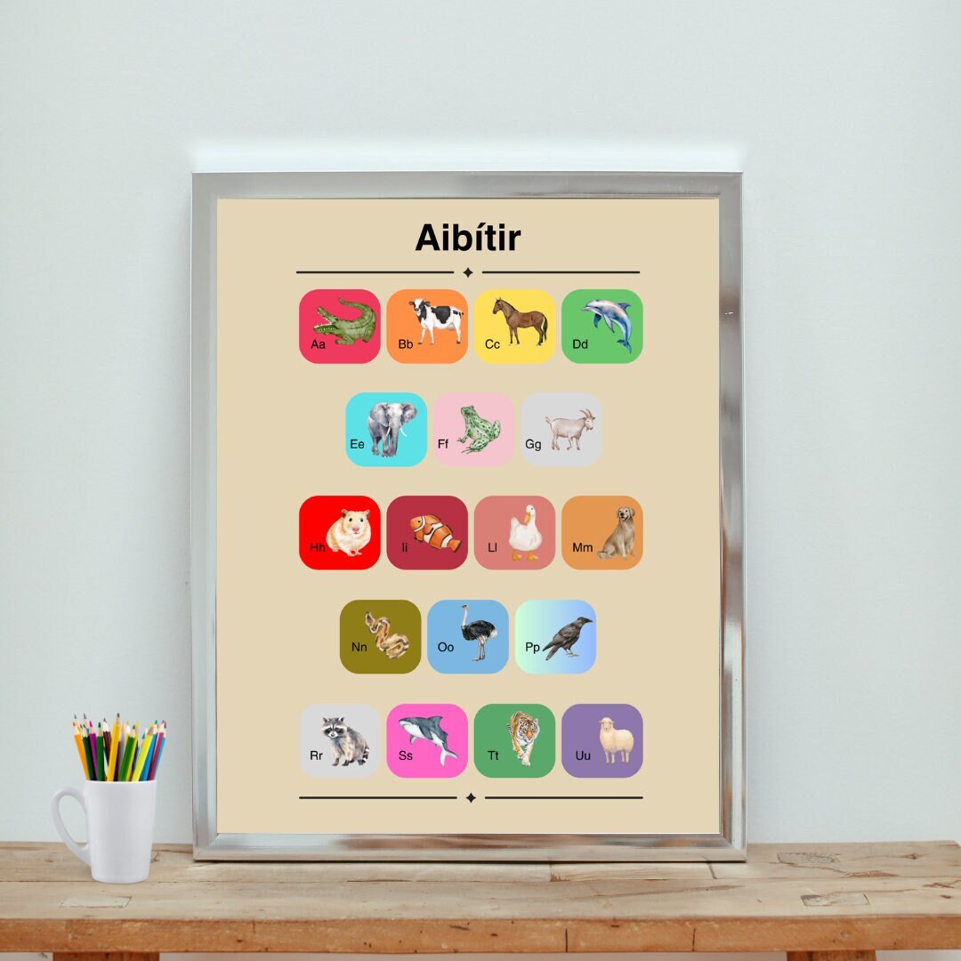 Irish Language Alphabet Poster Printable Gaeilge Animal Themed Alphabet ...