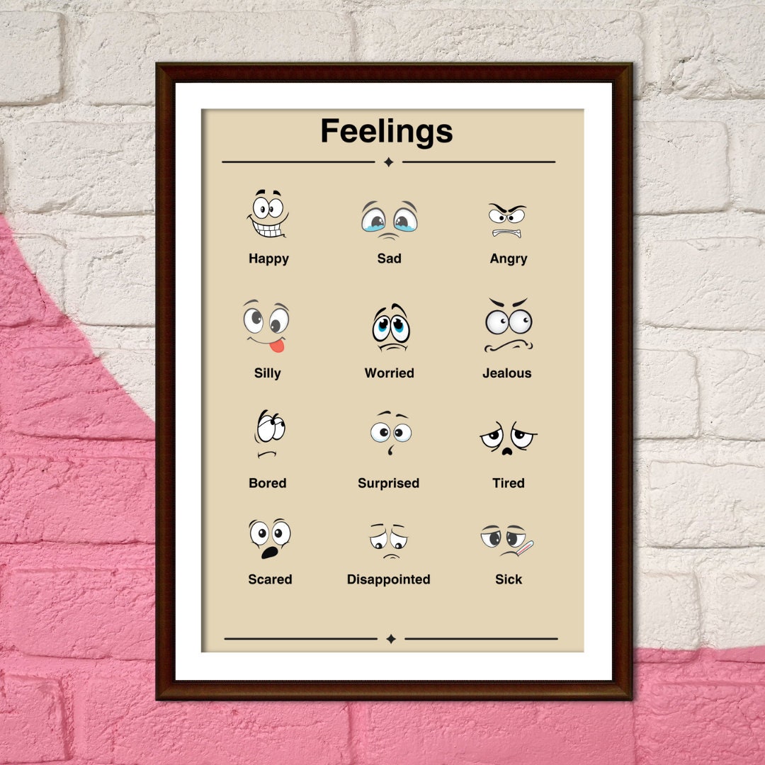 Feelings Educational Poster Printable Learning Emotions Wall Art ...