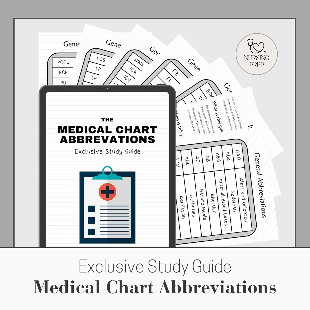 Medical Chart Abbreviations Study Guide, Hospital Guide, Medical ...