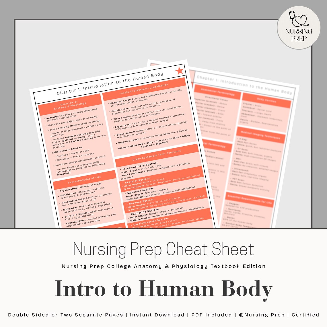 Anatomy & Physiology Cheat Sheet | Introduction to the Human Body ...