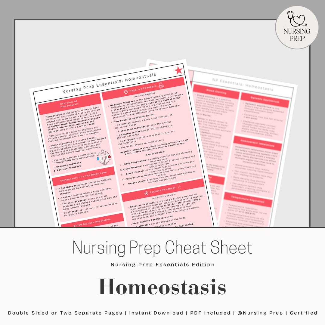 Homeostasis Cheat Sheet | Nursing Study Guide | Anatomy & Physiology ...
