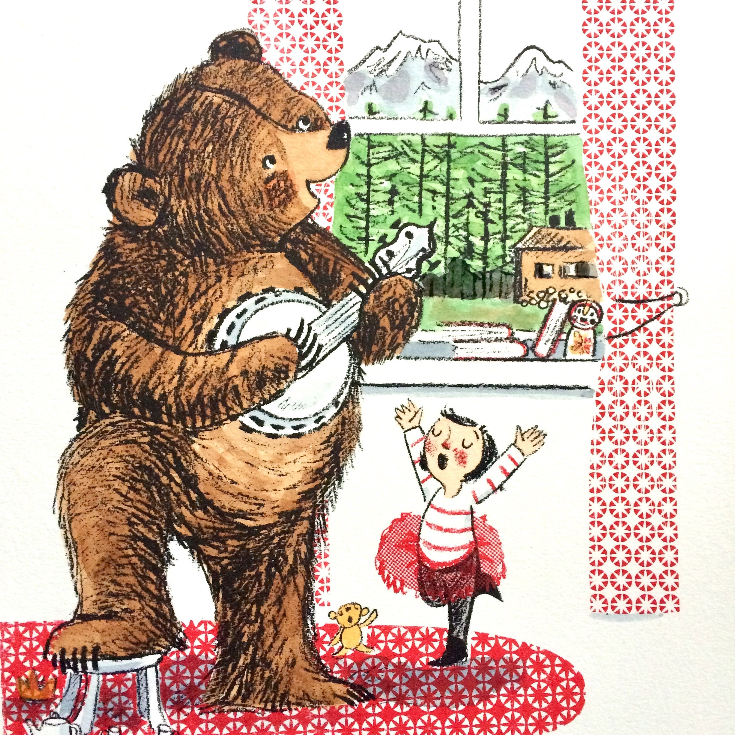 Bear Played the Banjo Brilliantly Original Illustration From - Etsy