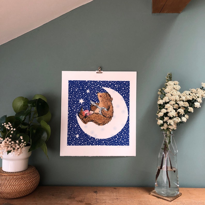 A Comfy Place Original Screenprint and Watercolour | Etsy