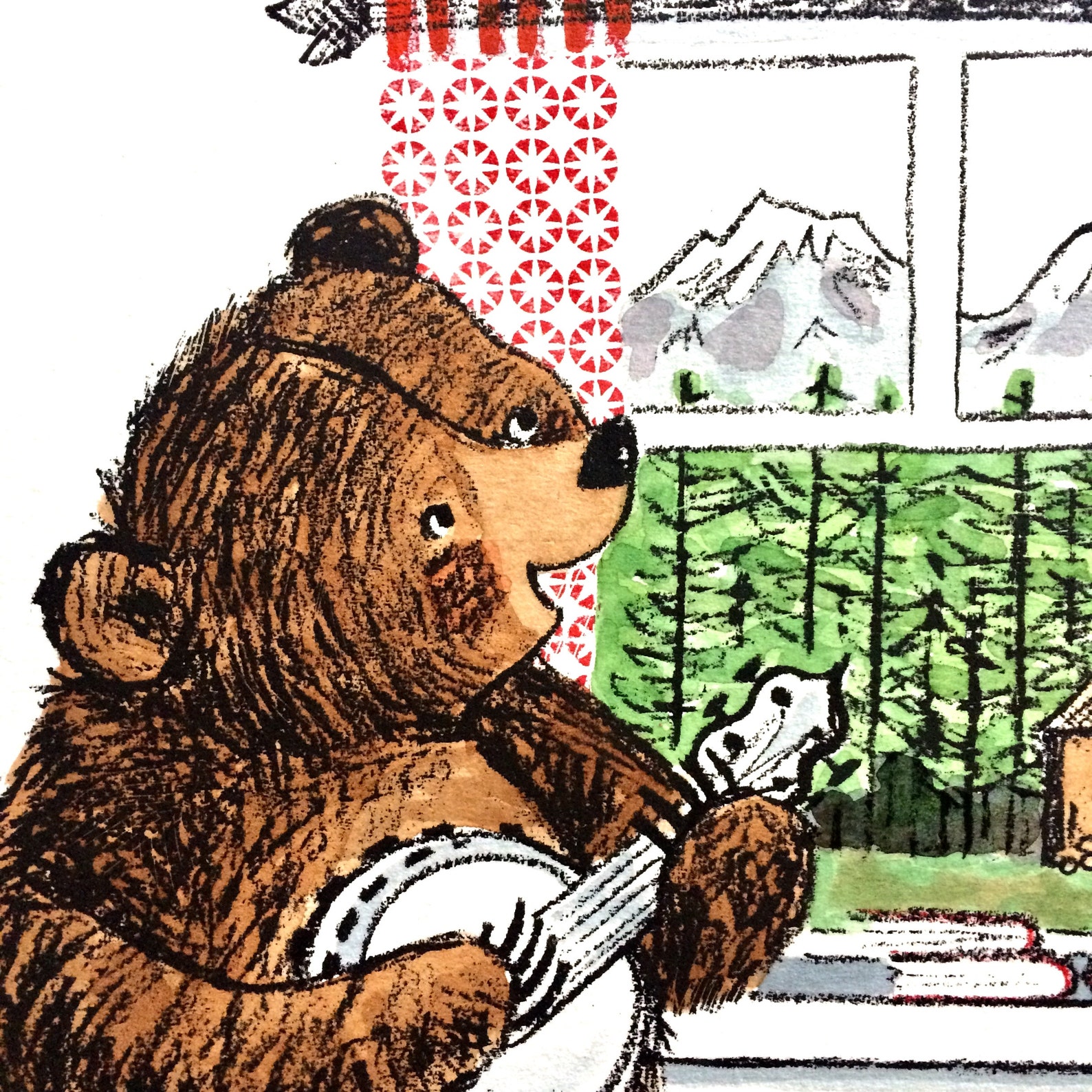Bear Played the Banjo Brilliantly Original Illustration From - Etsy