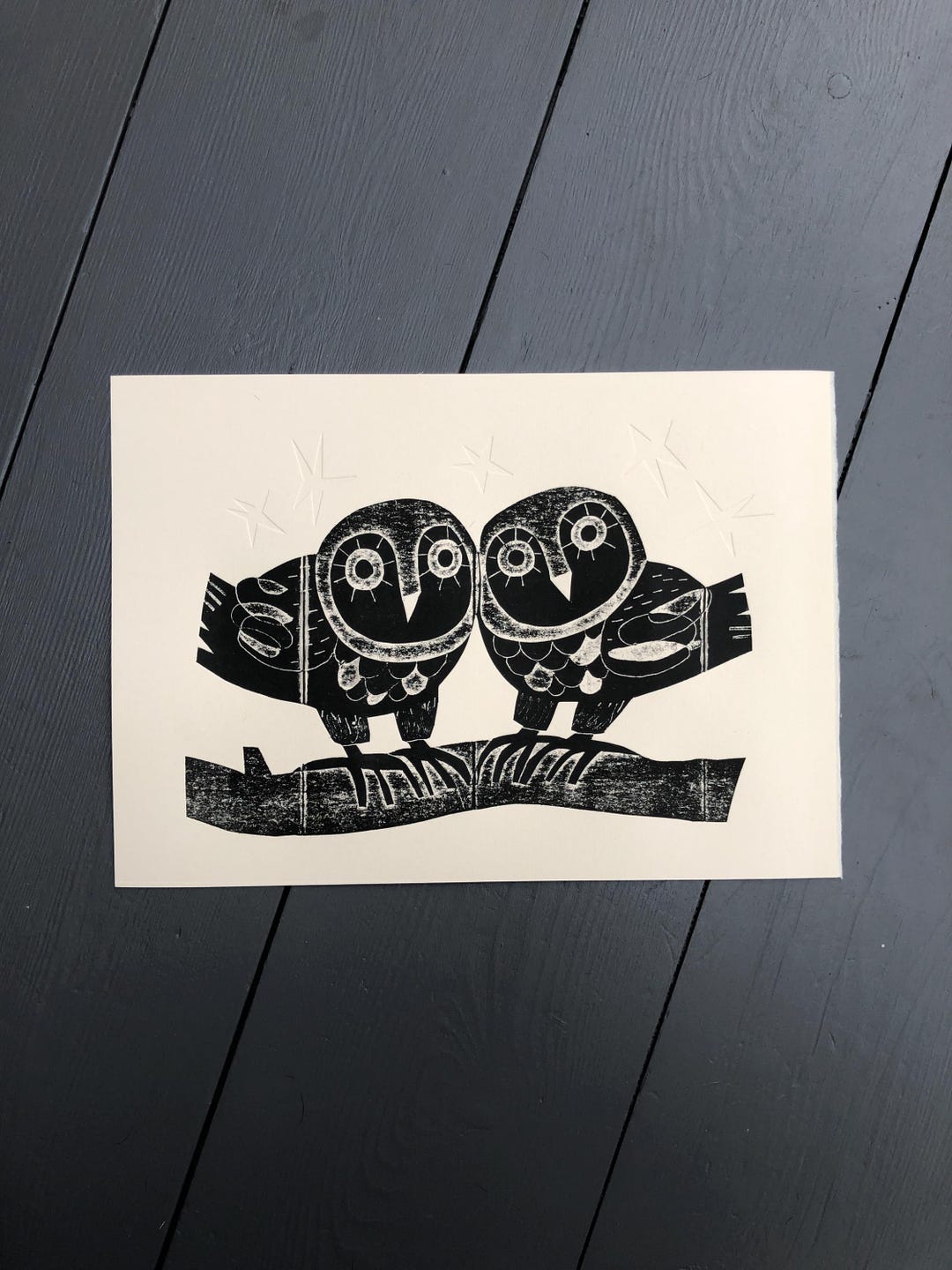 Two Hoots Original Handprinted Relief Print Wall Art - Etsy