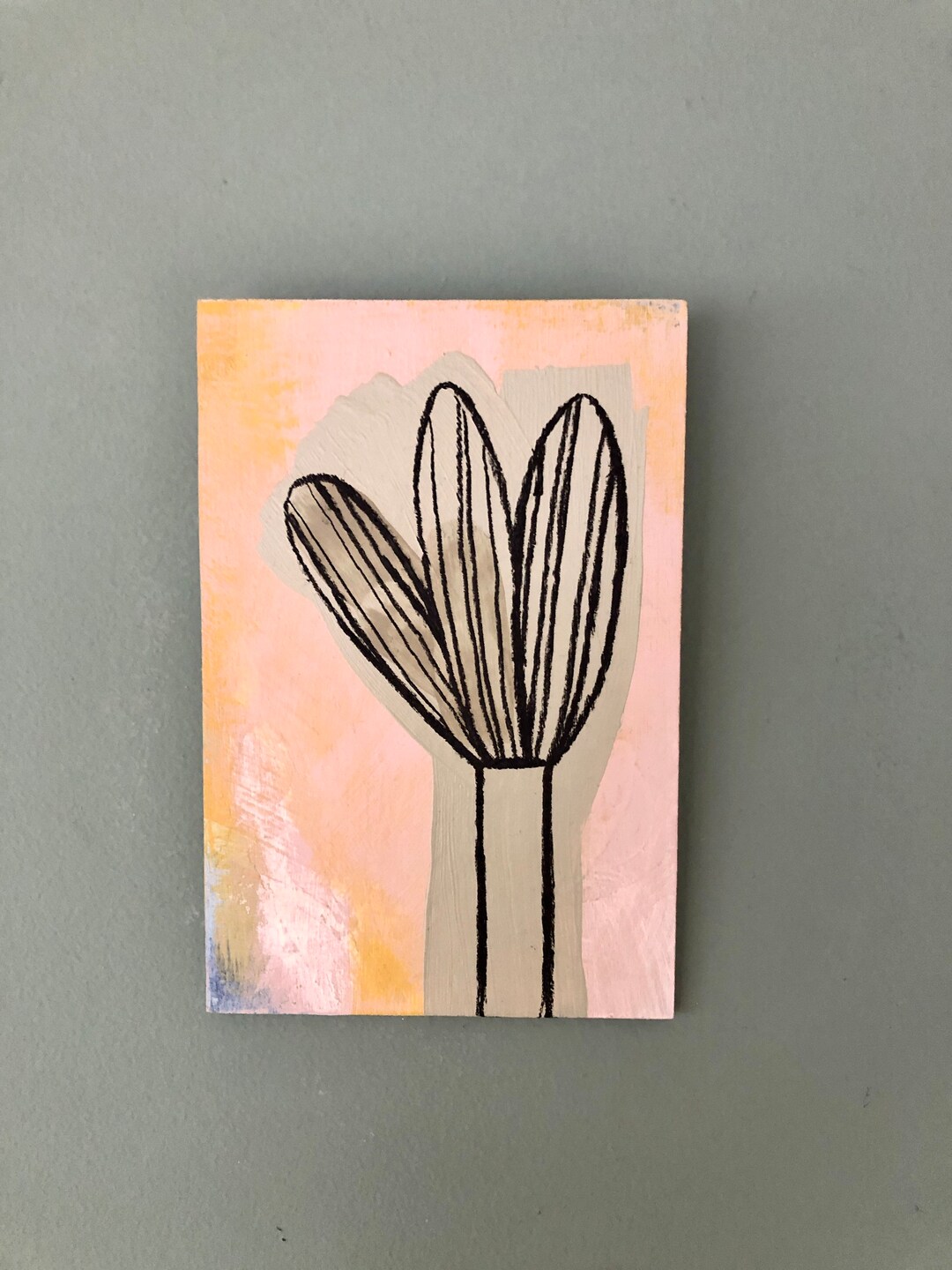 Sapling Original Abstract Painting on Wood Panel - Etsy