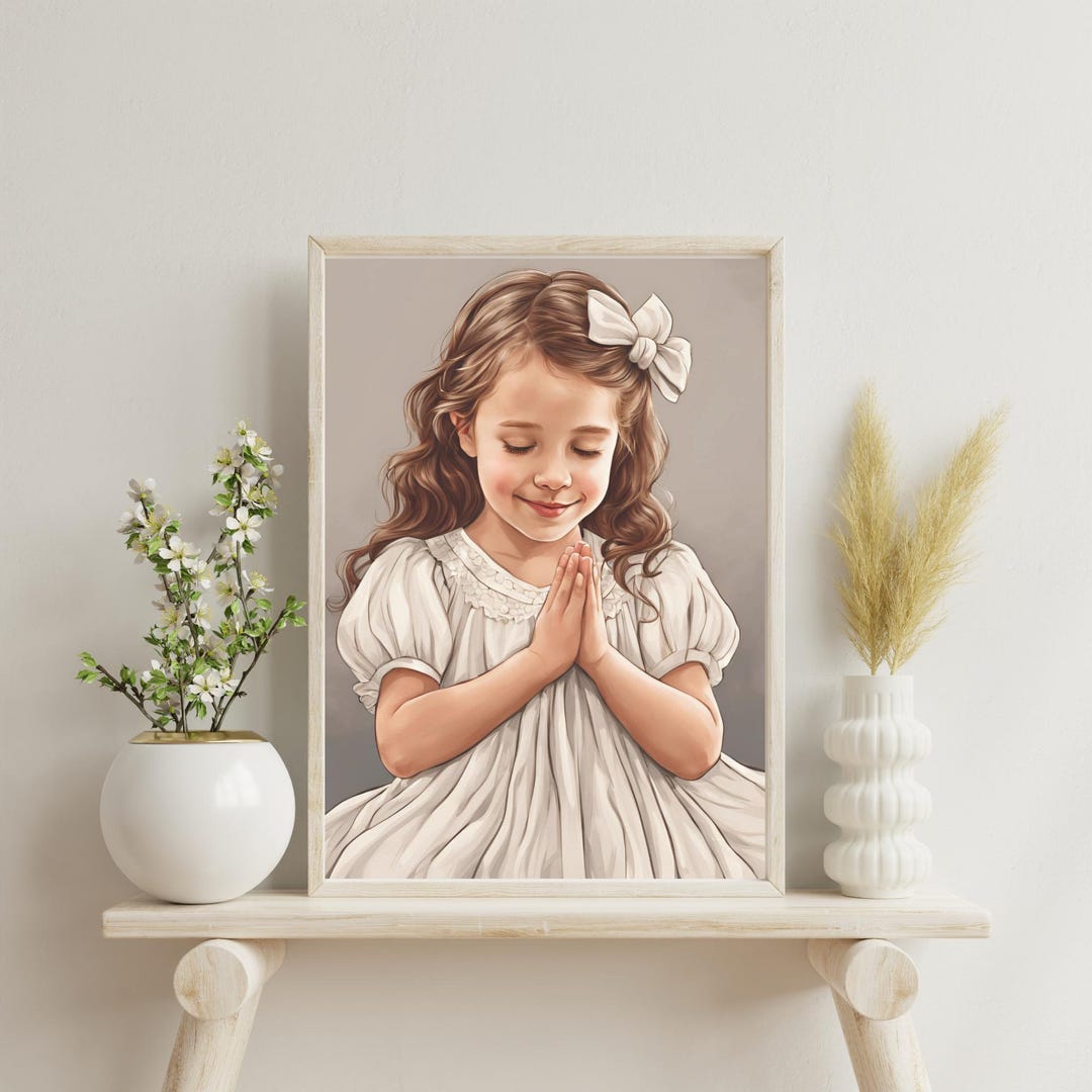 A Praying Child Wall Art Print, Nursery Artwork, Kids Room Decor ...