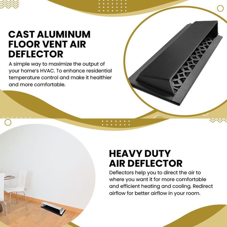 Air VENT DEFLECTOR Made of Durable Cast Aluminum HVAC Diverter for ...