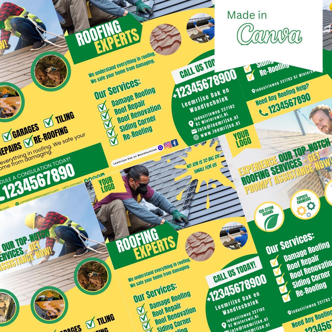 Roofing Construction Posters/flyers | 3 Editable Marketing Graphics for ...