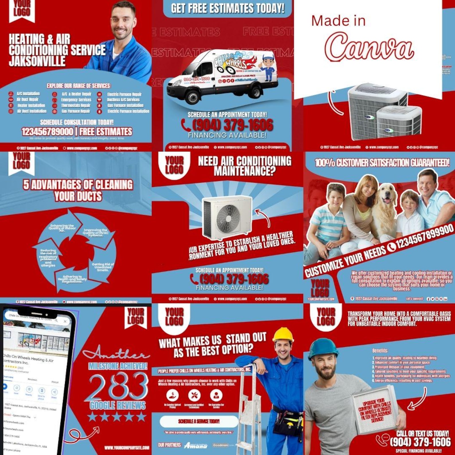 HVAC Social Media Templates | Editable Heating & Cooling Marketing ...