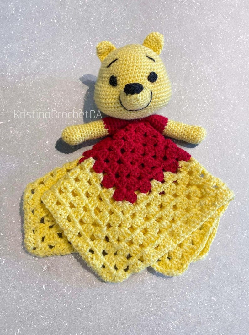 Winnie the Pooh Lovey - Baby Comforter English Crochet Pattern - Etsy