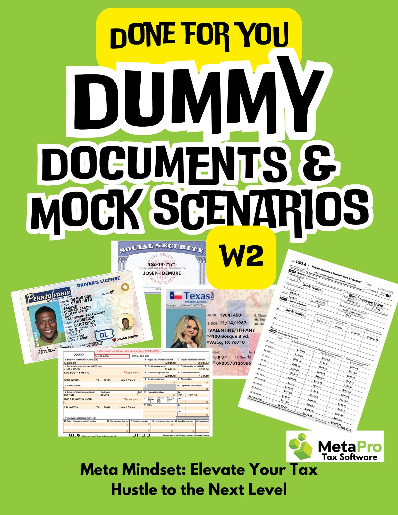 10 W2 Mock Practice Tax Scenarios – Beginner 1095A Included - Etsy
