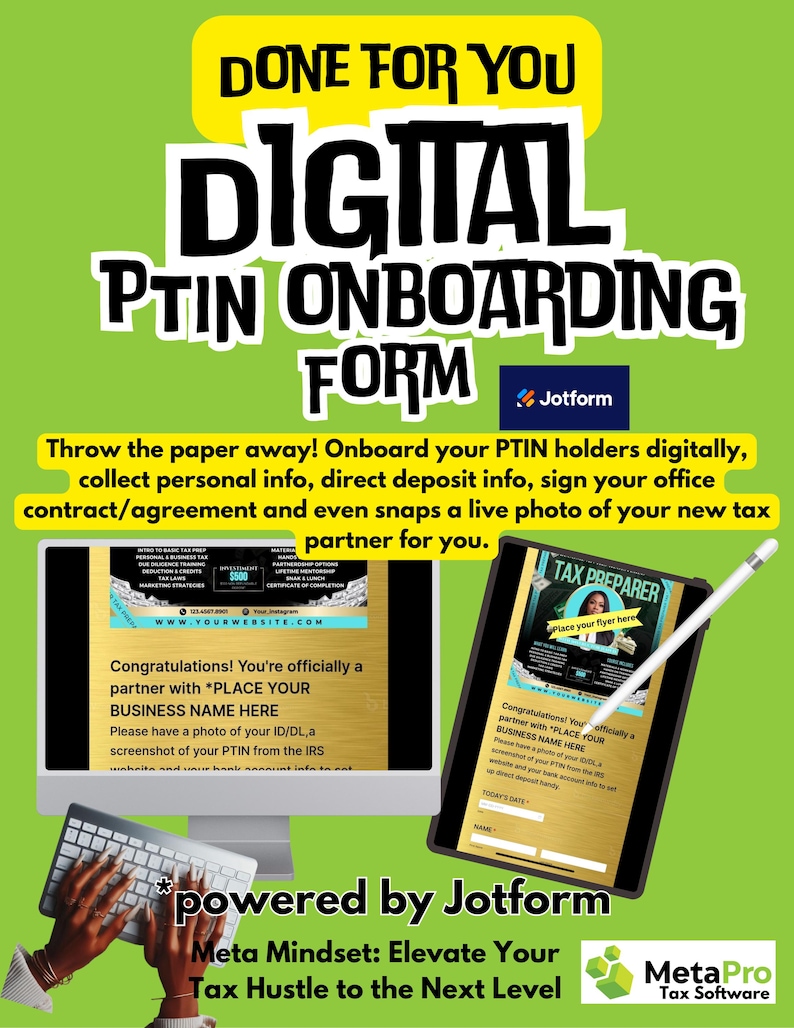 Digital PTIN Onboarding Form Template for Service Bureaus & Eros ...