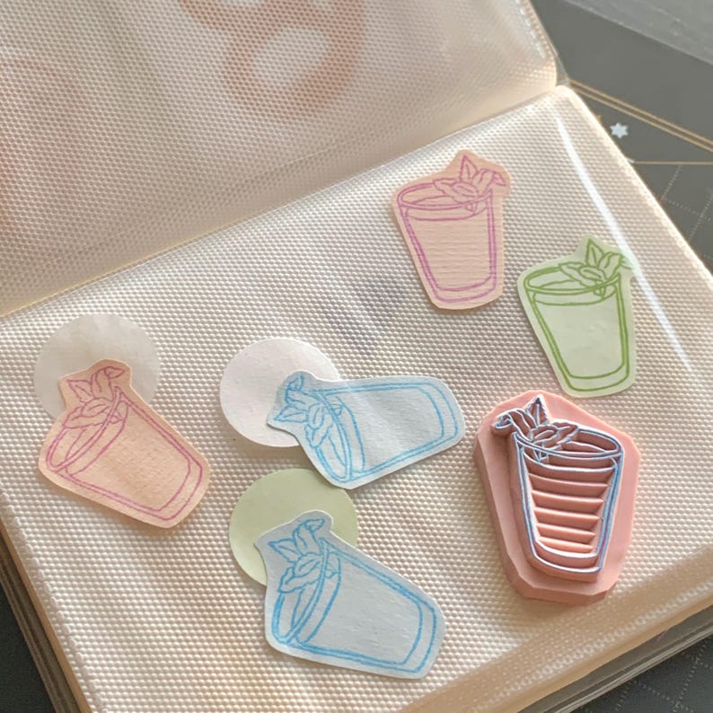 Mint Cocktail Rubber Stamp, Hand Carved Stamp by Nova, Rubber Stamp ...