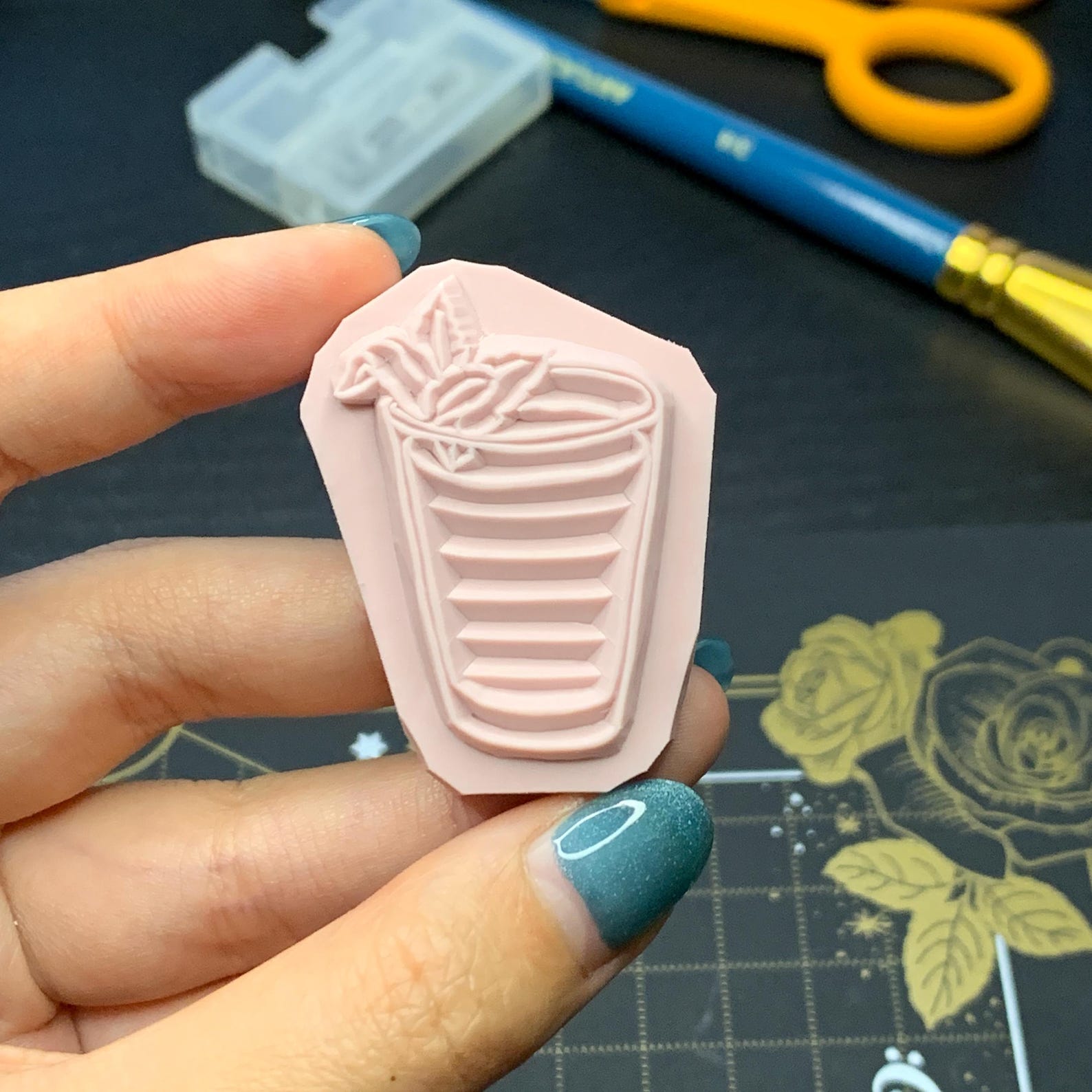 Mint Cocktail Rubber Stamp, Hand Carved Stamp by Nova, Rubber Stamp ...