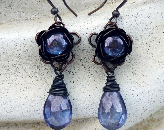 Mystic Blue Rose Earrings - Etsy