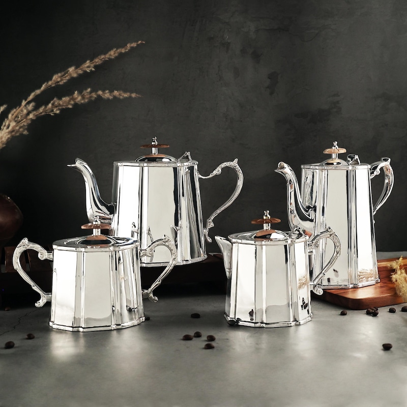 Painted Silver Tea Set - Etsy