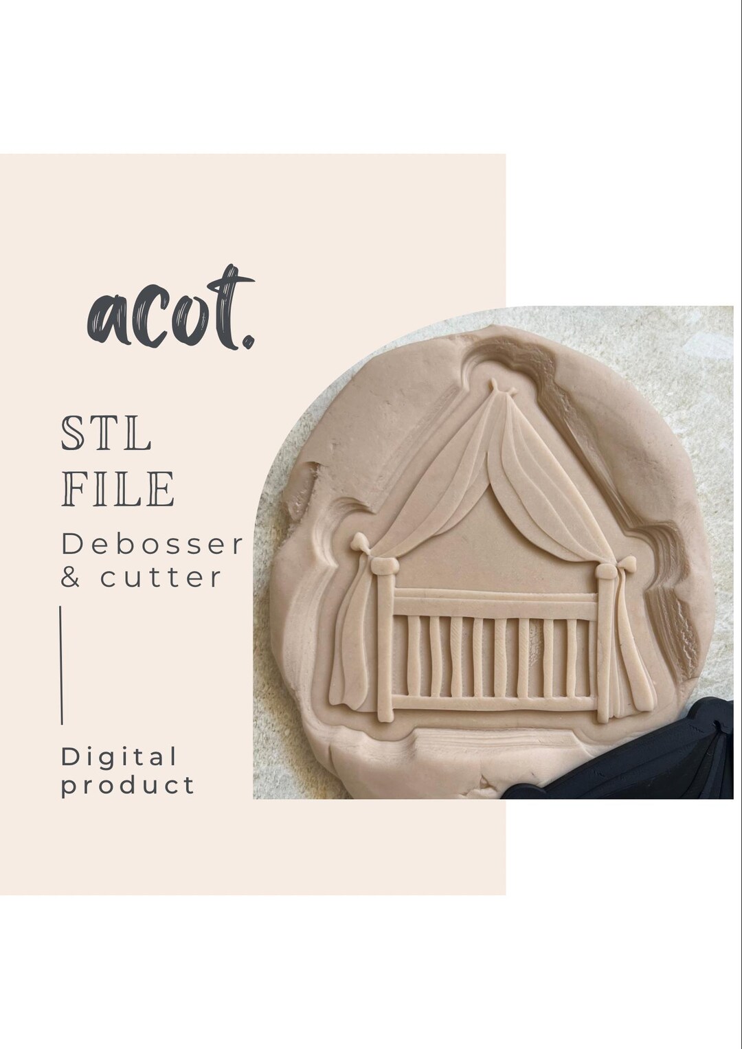 Baby Cot With Curtain Cookie Stamp and Cutter STL File - Etsy