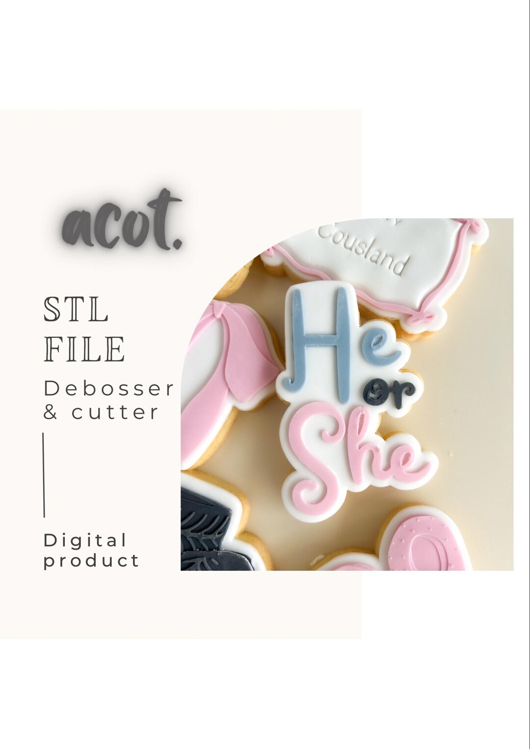 He or She Cookie Stamp and Cutter STL File - Etsy