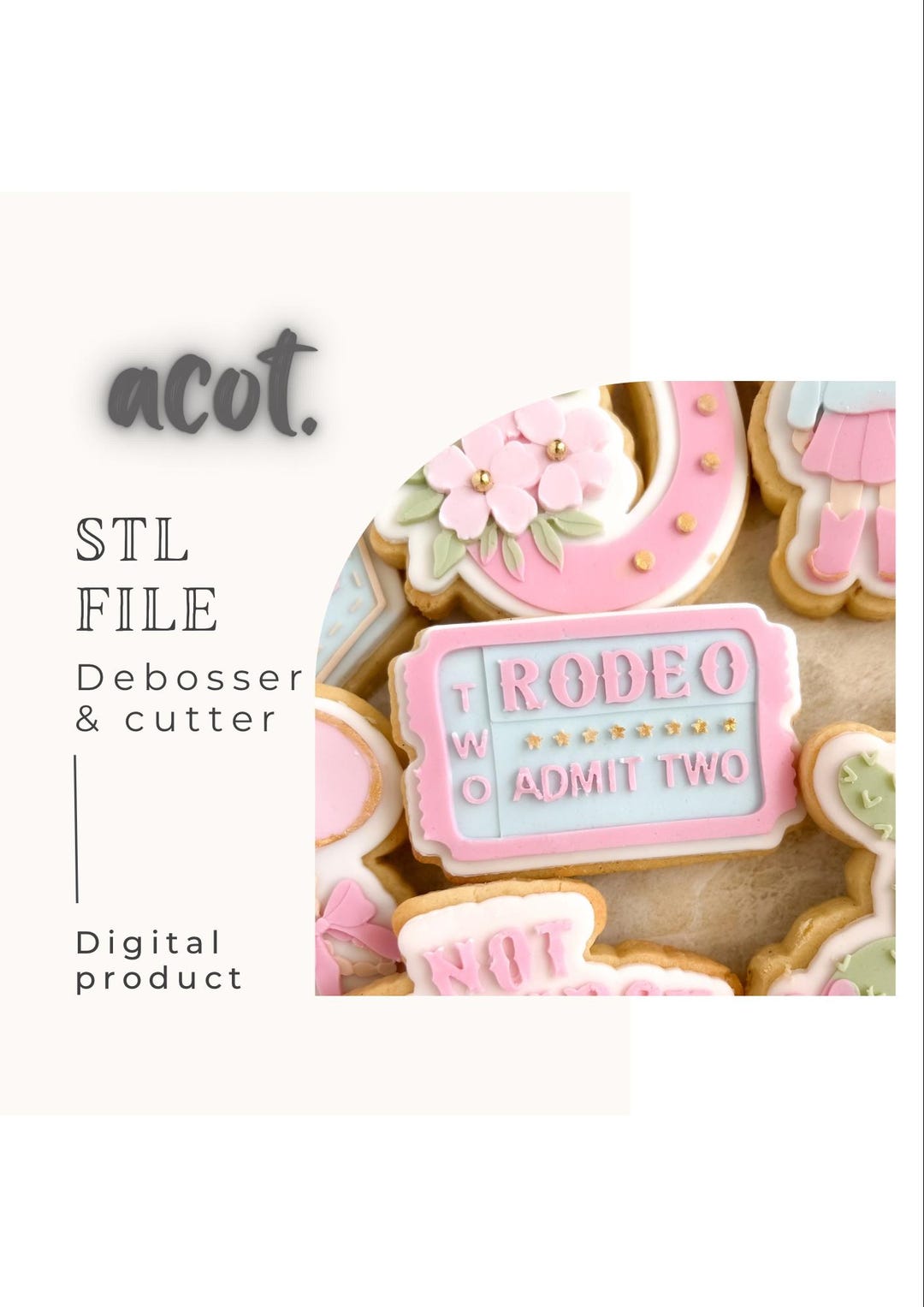 Admit TWO Rodeo Ticket Cookie Stamp and Cutter STL File - Etsy