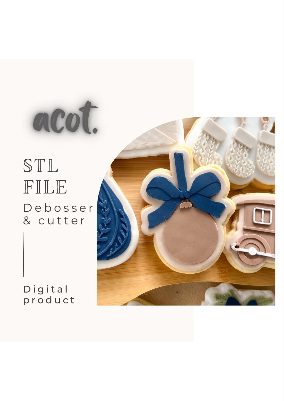Bauble With Bow Cookie Stamp and Cutter Stl File - Etsy