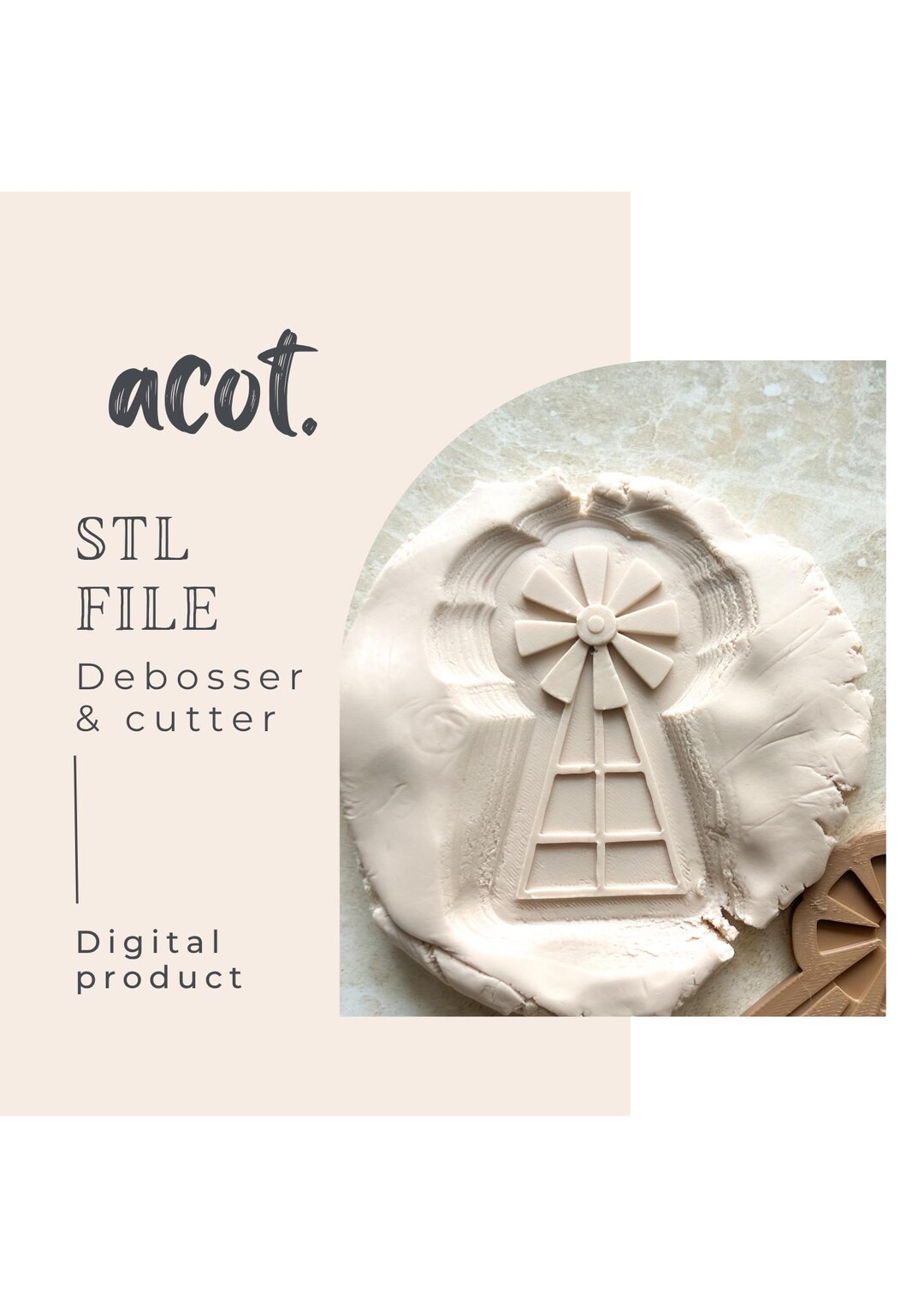 Simple Windmill Cookie Stamp and Cutter STL File - Etsy